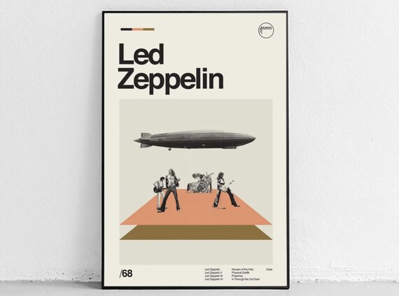 LED ZEPPELIN Art Print Midcentury Modern Vintage | Etsy