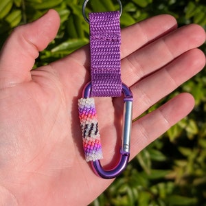 Purple + Pink Native Beaded Carabiner Keychain - Etsy