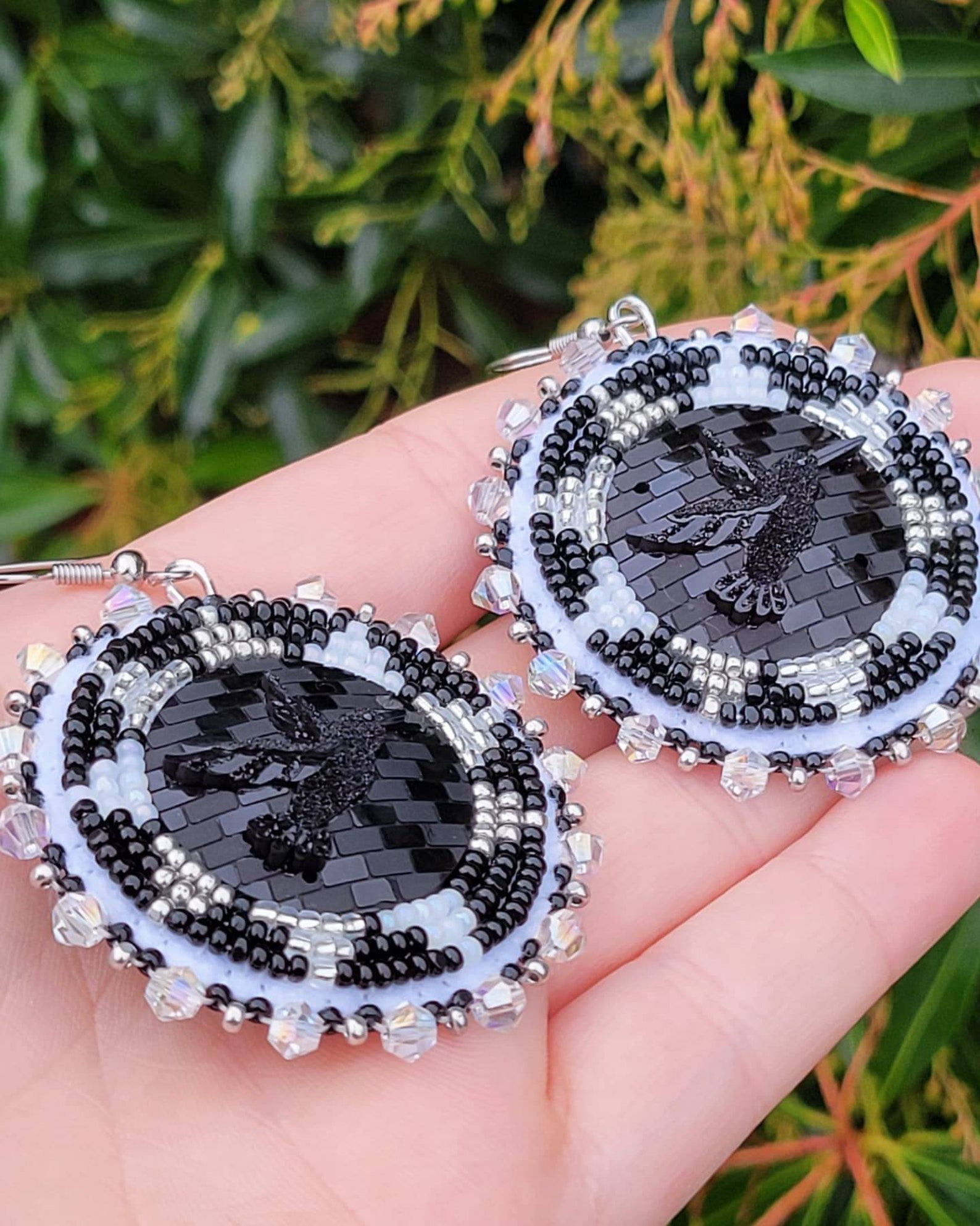 Black Hummingbird Native Beaded Earrings Powwow Regalia - Etsy