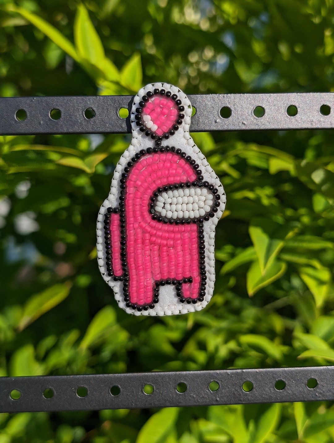 Among Us Inspired Neon Pink Native Beaded Pin With Balloon Hat - Etsy
