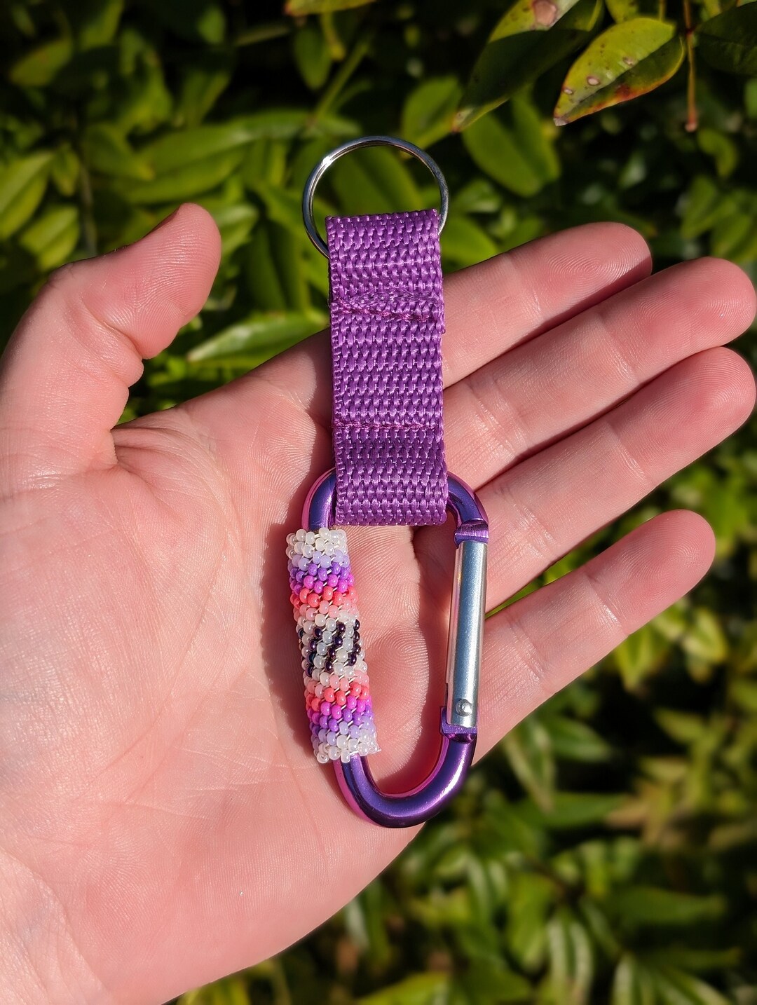 Purple + Pink Native Beaded Carabiner Keychain - Etsy