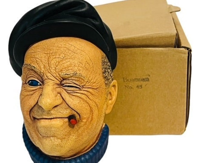 Bosson Legend Chalkware Face Bust Figurine Wall Head England BOX 1967 ...