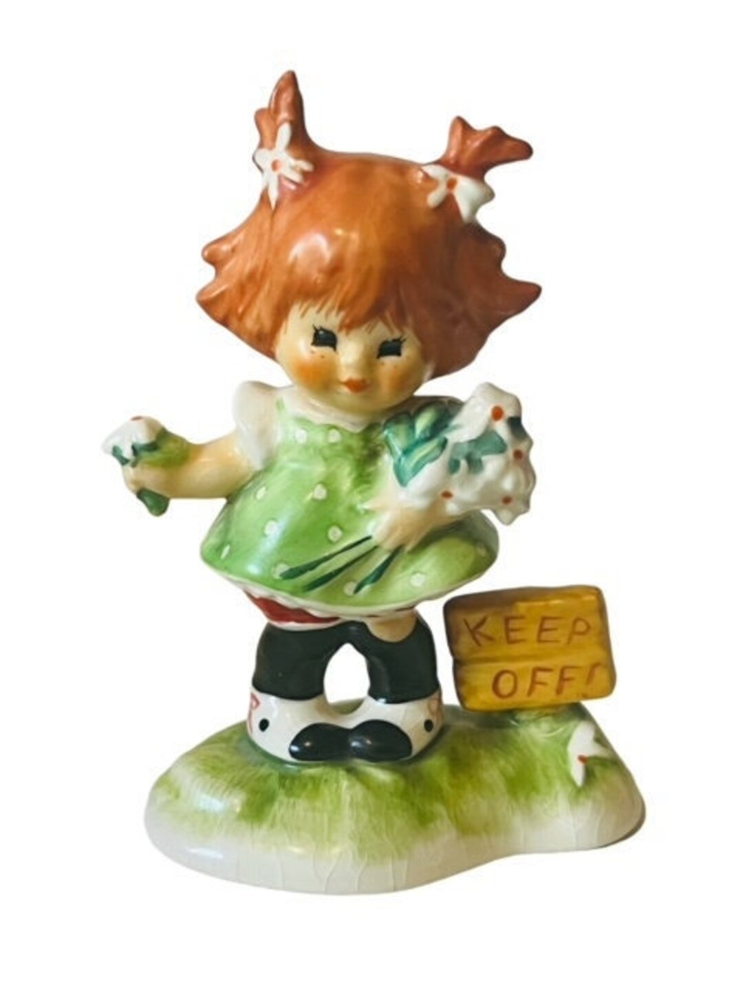 Goebel Redheads Hummel Figurine Germany 1956 Vtg Keep off Flowers Sign ...