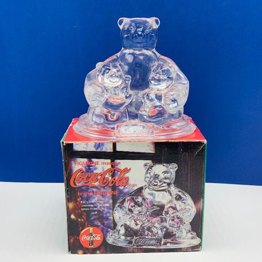 COCA COLA FIGURINE Collectible Vintage Polar Bear Cubs Sign Sculpture ...