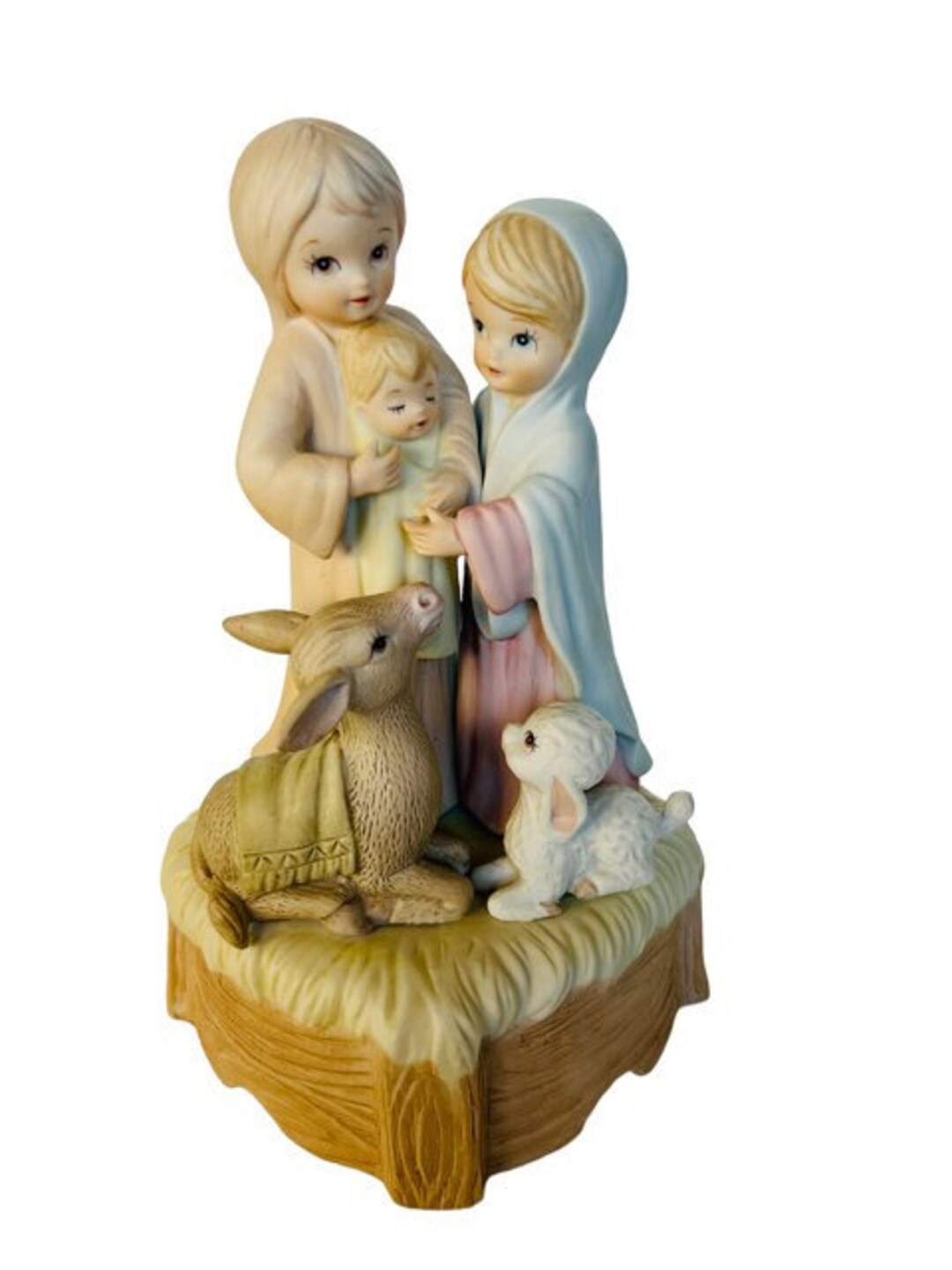 Lefton Music Box Oh Little Town Bethlehem Figurine Christmas Nativity ...