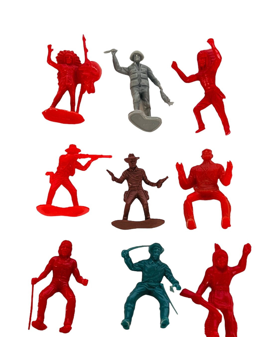 Plastic Cowboy Western Indian Native Toy Figure Marx Mpc Hong Kong LOT ...