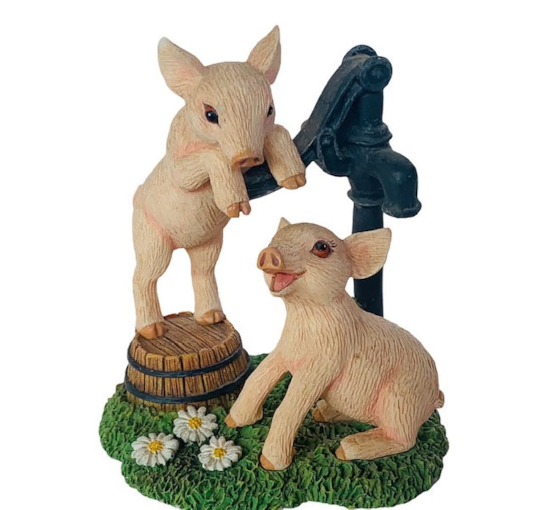 Pig Figurine Vtg Hog Piglet Resin Sculpture Farm Anthropomorphic ...