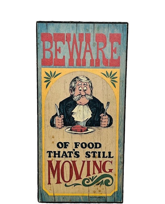 Bar Sign Wood Vtg Advertising Beer Man Cave 8X4 Beware Moving | Etsy