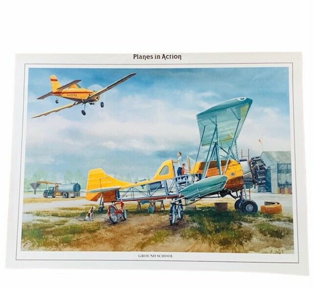 Military Poster Print Art Vtg Air Force Airplane Jet 16X12 Ground ...