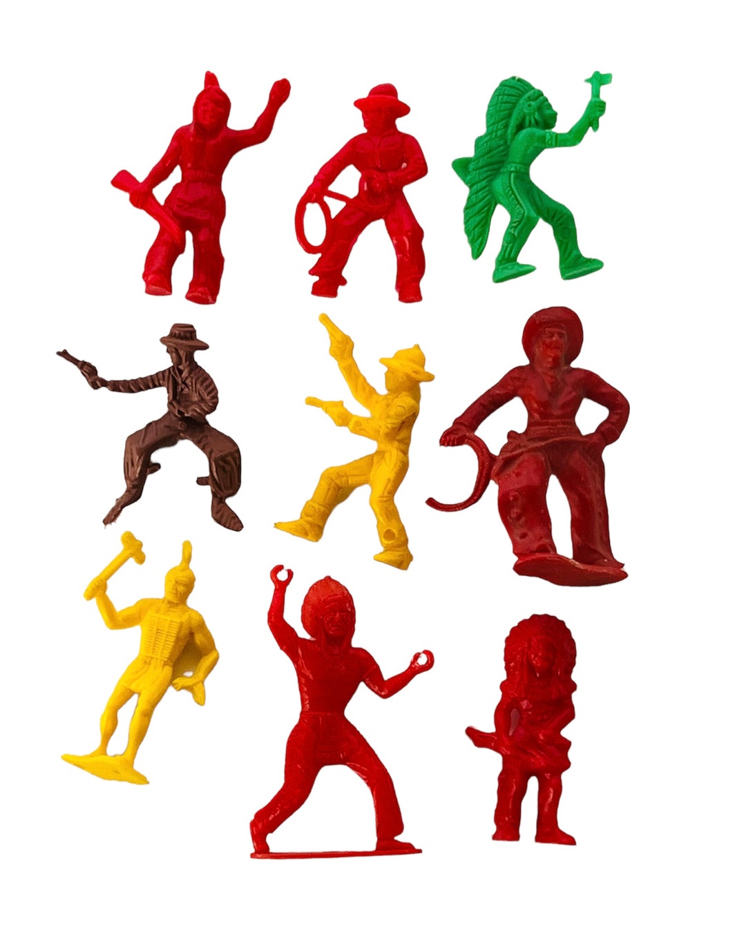 Plastic Cowboy Western Indian Native Toy Figure Marx Mpc Hong Kong LOT ...