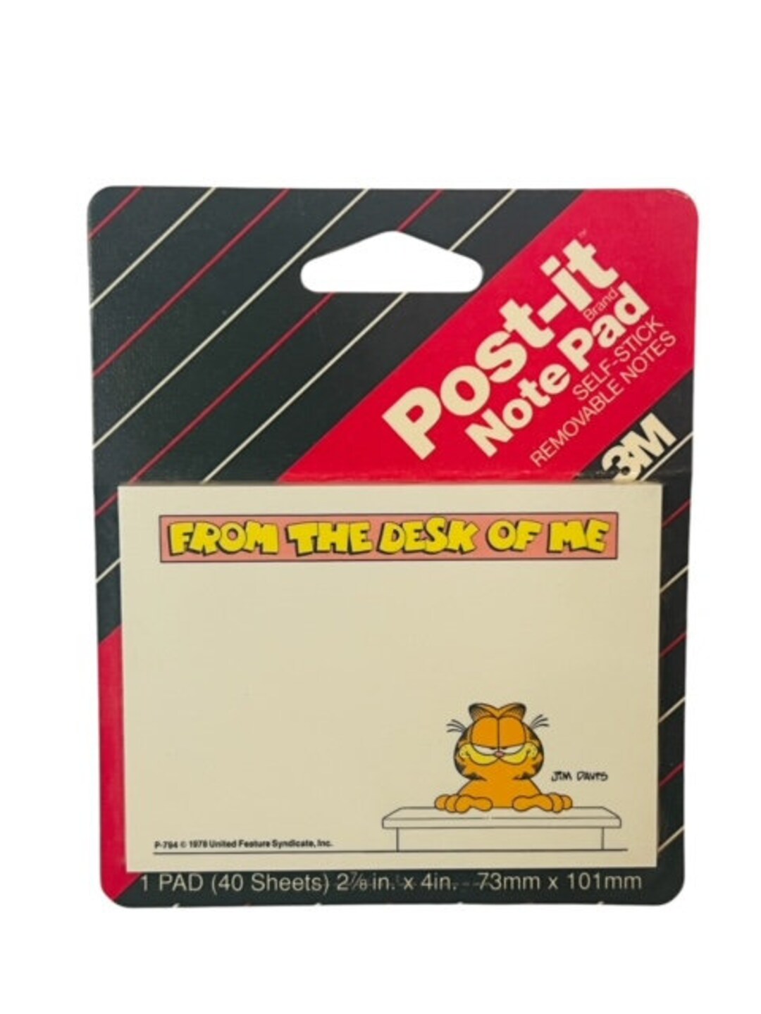 Garfield Odie Vintage Self Stick Removable Notes Post It Note Pad 1978 ...
