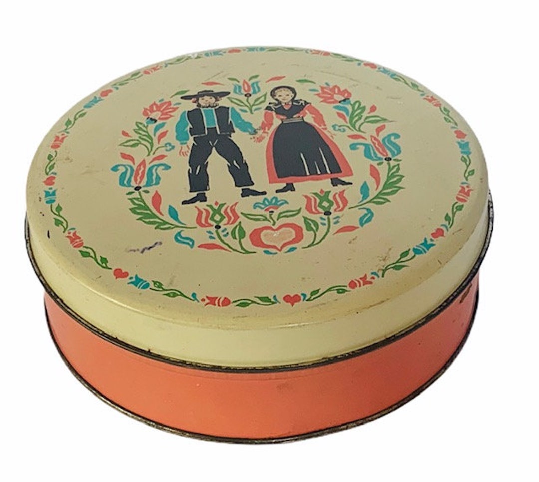 Amish Wedding Tin Box 1940s Jakob Amman Tin Advertising Box Metal Vtg ...