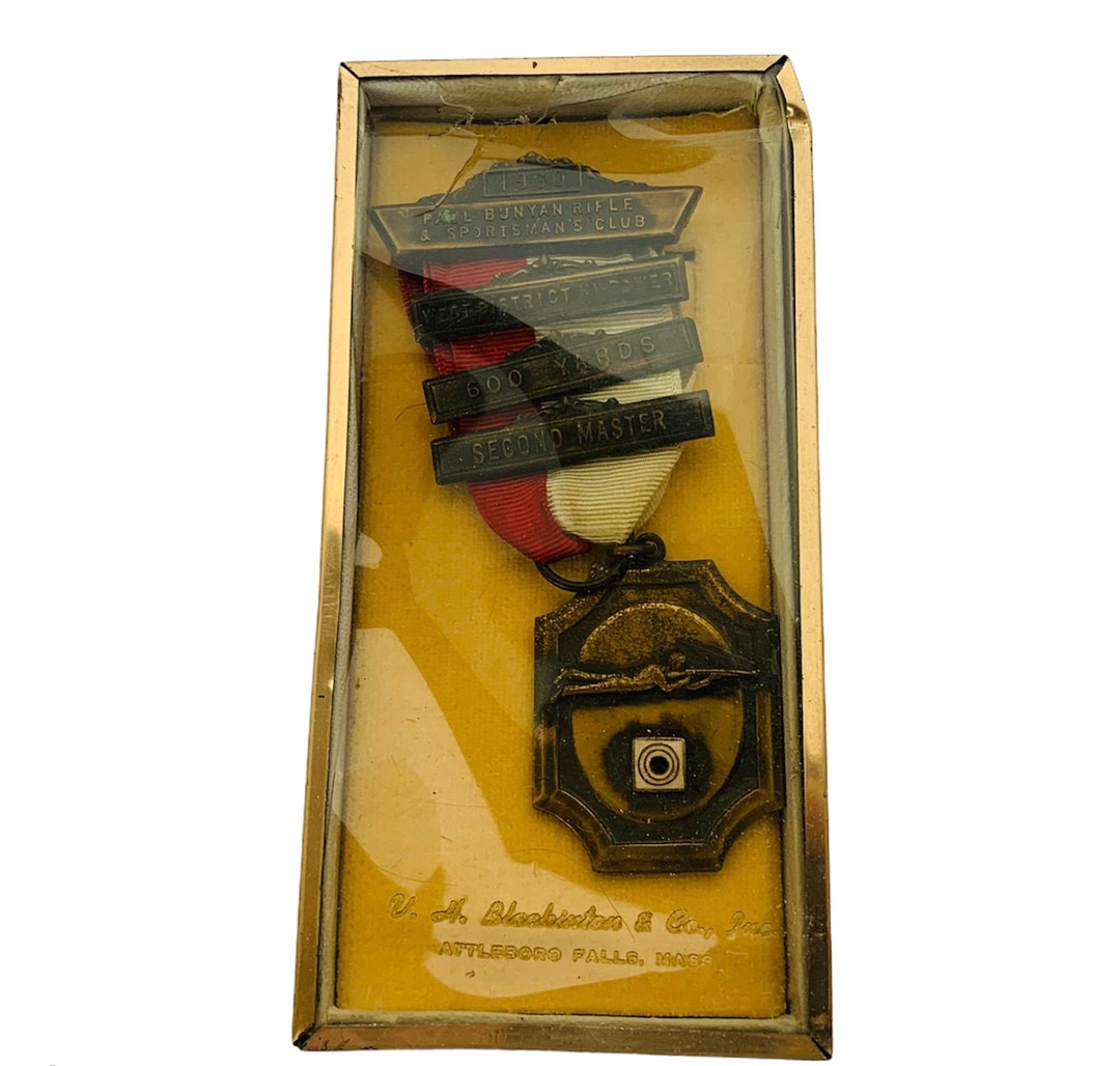 Rifle Shooting Hunting Award Pinback Medal Masonic Freemason Pin Ribbon ...