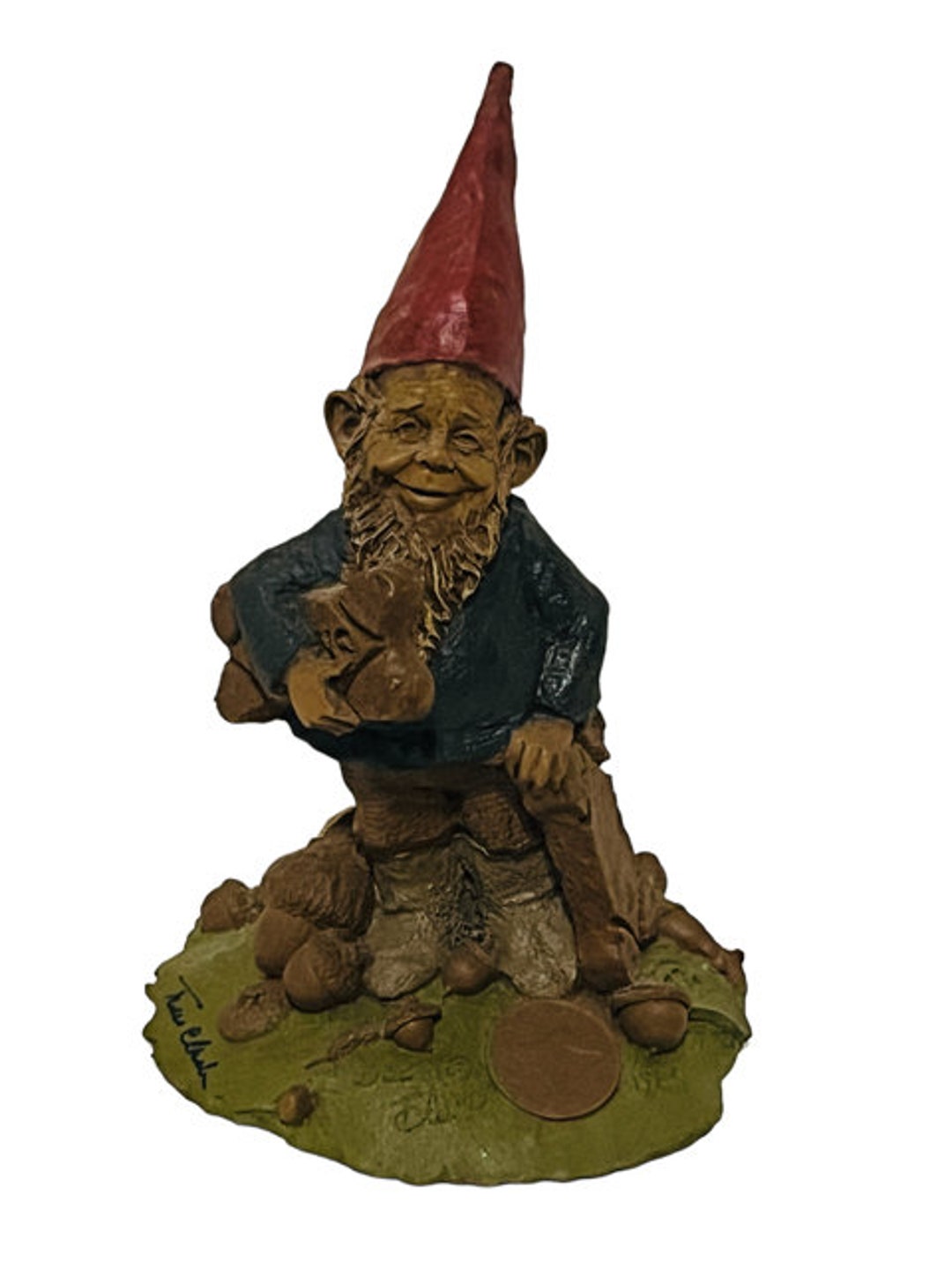 Tom Clark Figurine Gnome Elf SIGNED Sculpture Cairn Vtg Doug Dog Bone ...
