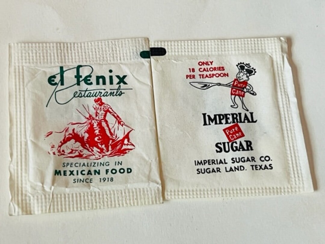 Imperial Sugar Packet LOT Ephemera 1960s Texas Dallas Jordans El Fenix ...