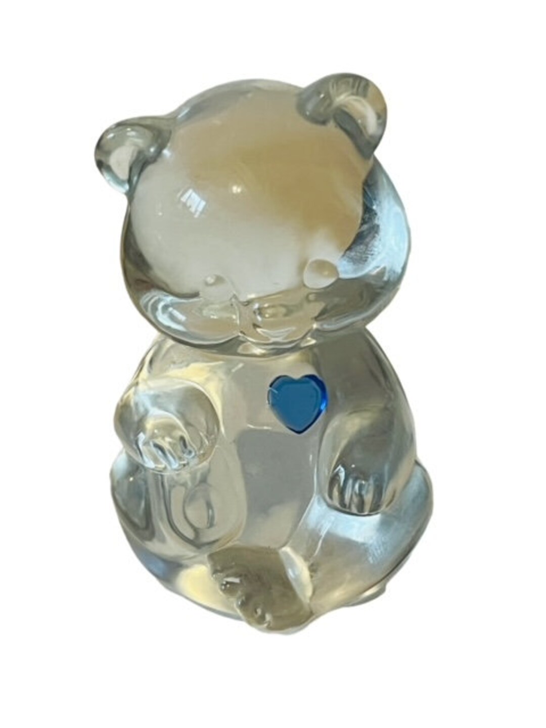 Fenton Aquamarine Glass Birthday Stone Teddy Bear Paperweight Blue ...