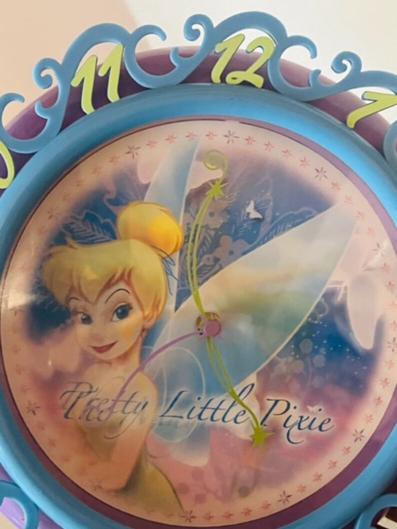 Walt Disney Clock Tinker Bell Peter Pan Tinkerbell 3D Vtg 11X11 Magic ...