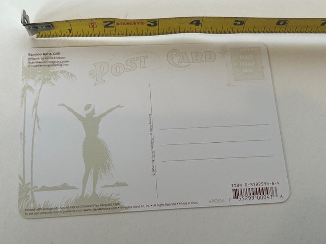 Hawaii Postcard Tiki Bar Surf Ephemera Post Card Island Art | Etsy