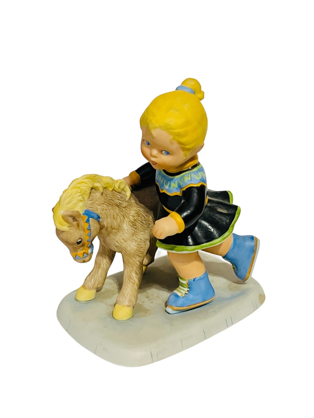 Franklin Mint UN Children Figurine Vtg Sculpture Inga Ice Skating Horse ...