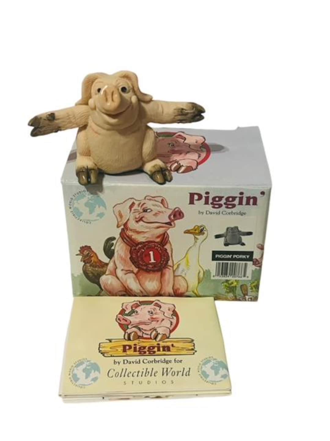 Pig Figurine Anthropomorphic Corbridge Piglet Flambro Piggin BOX Porky ...
