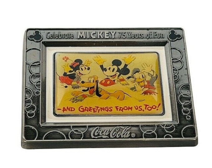 Walt Disney Coca Cola Coke Pin Christmas Card Easel 1989 Mickey Mouse ...