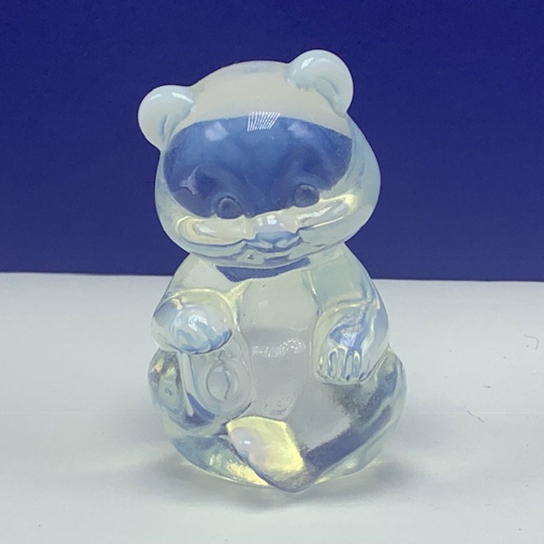 FENTON TEDDY BEAR Vintage Birthday Glass Figurine Sculpture Statue ...