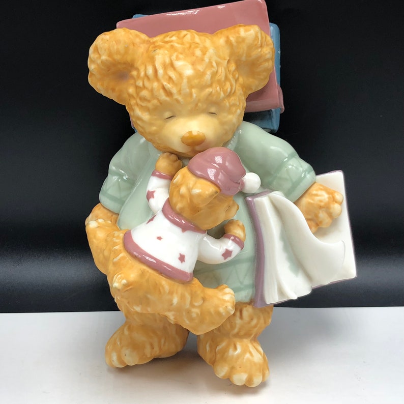 TEDDY BEAR FIGURINE Vintage Porcelain Statue Sculpture Father | Etsy