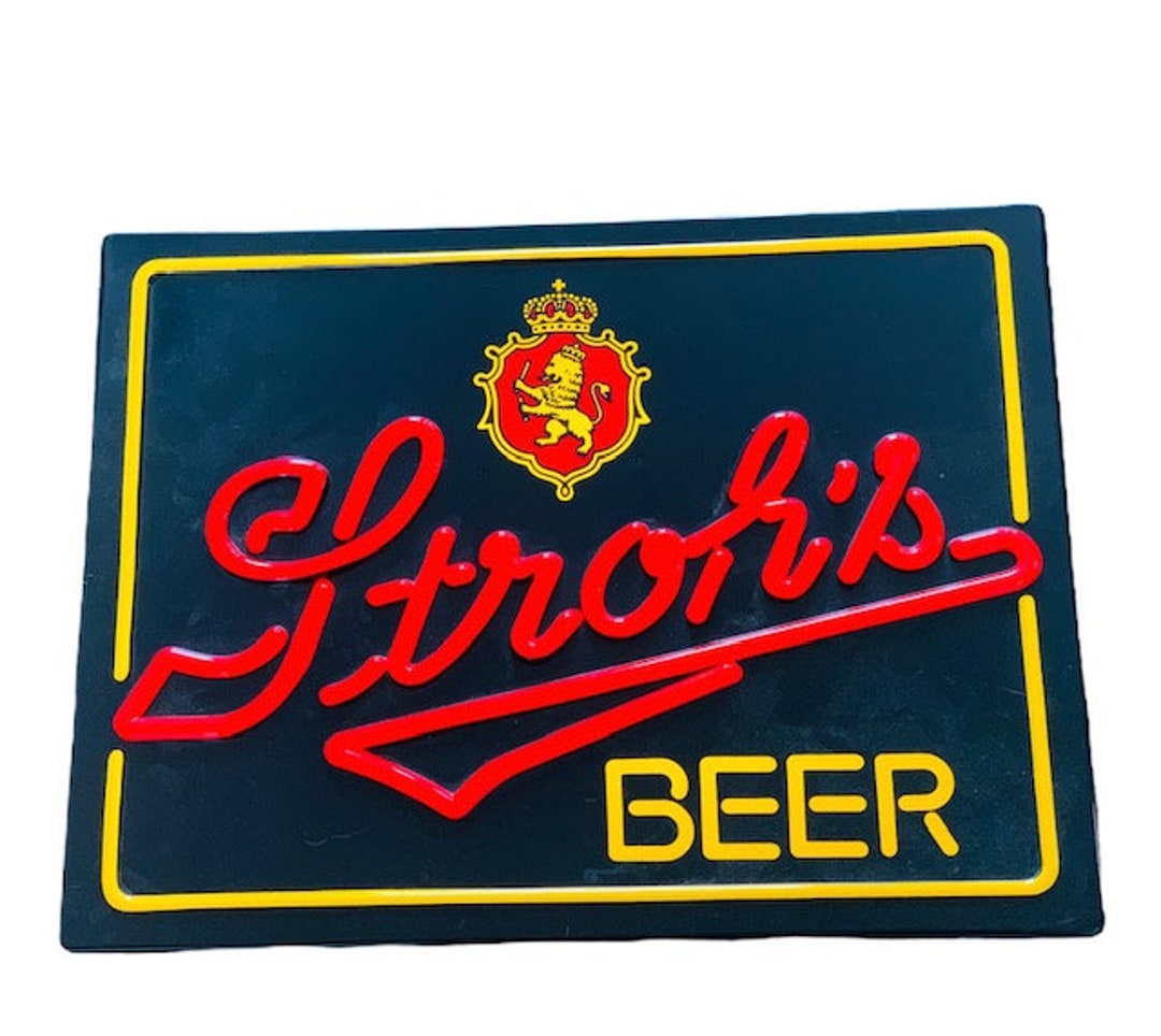 Stroh's Beer Light up Neon Bar Sign Detroit Michigan MI Advertising ...