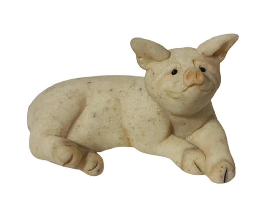 Quarry Critters Pig Stone Figurine Sculpture Second Nature Design ...