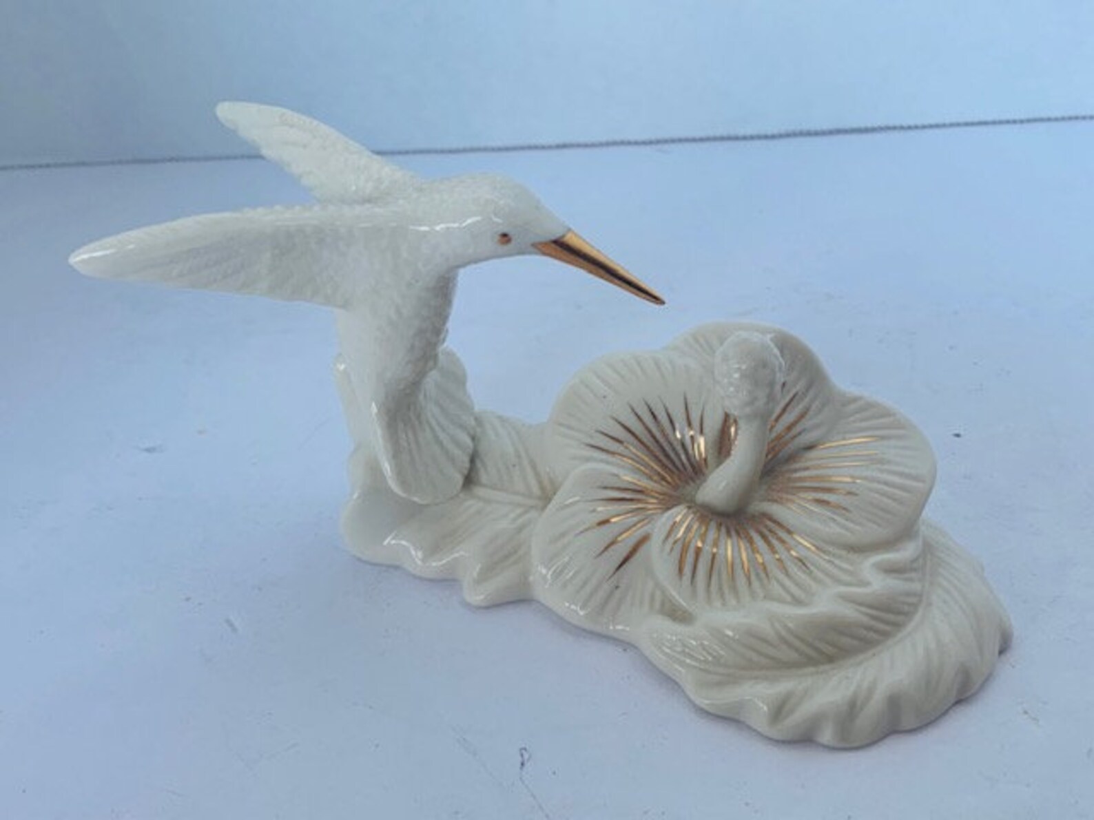 LENOX HUMMINGBIRD FIGURINE Pure Porcelain White Gold Trim | Etsy