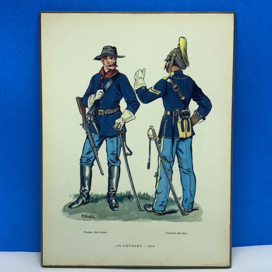 7TH CAVALRY WALL HANGING 1876 Civil War Picture Trooper Field Service ...