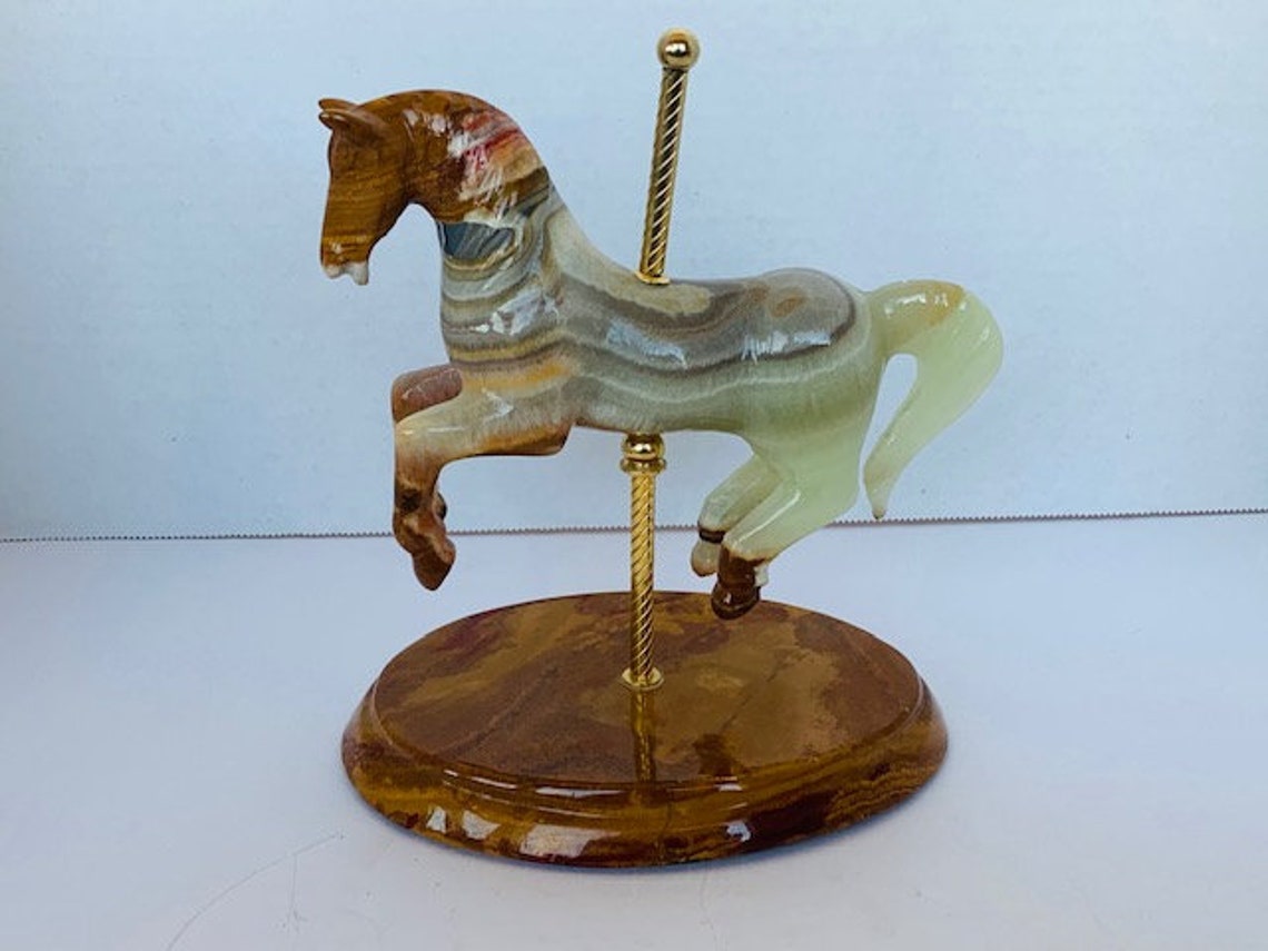 MARBLE CAROUSEL HORSE Vintage Sculpture Statue Figurine Gold - Etsy UK