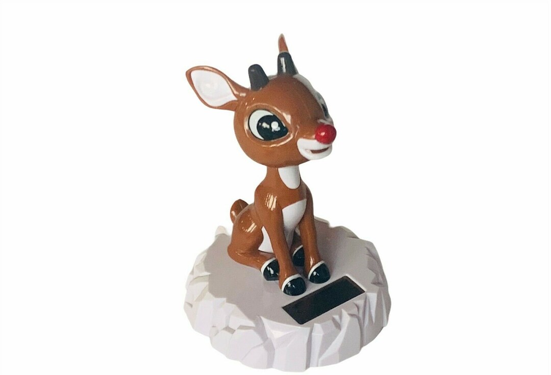 Rudolph Red Nosed Reindeer Bobblehead Clock Nodder Vtg Figurine ...