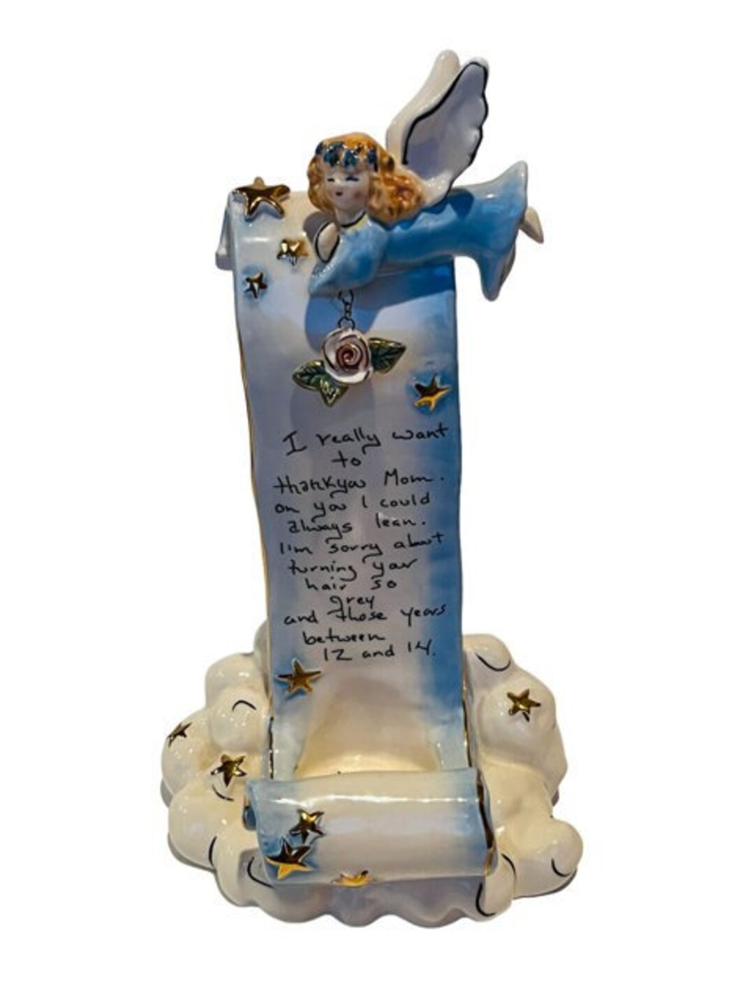 Blue Sky Pottery Candle Holder Goldmine Figurine Rose T-lite Scroll ...