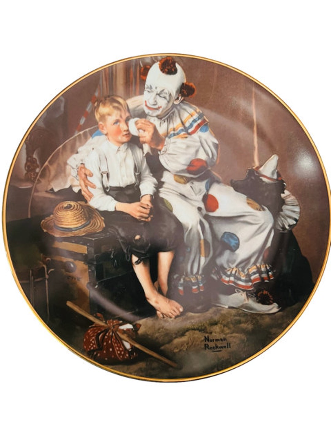 Norman Rockwell Creepy Clown Collector Plate Travelers Pal Boy Gentle ...