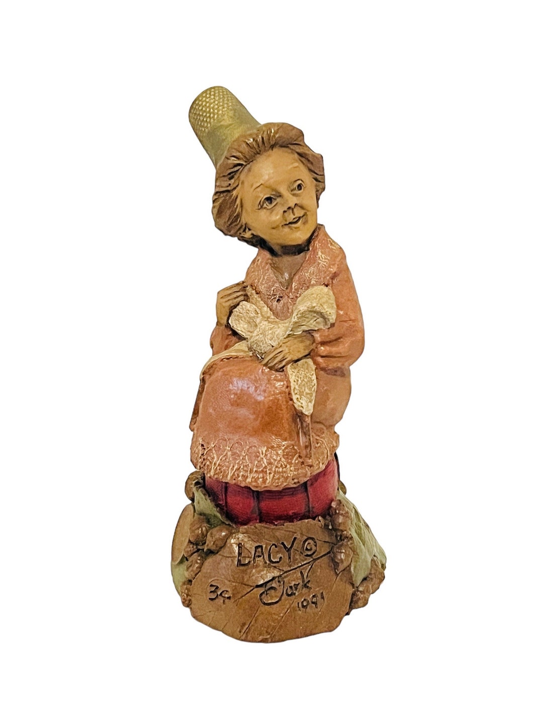 Tom Clark Figurine Gnome Elf SIGNED Cairn Sculpture Lacy Bell Thimble ...