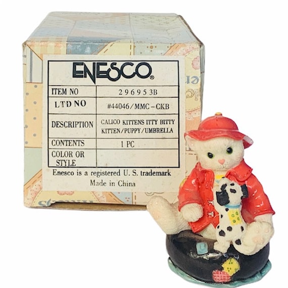 CAT KITTEN FIGURINE Calico Kitten Enesco Vintage Resin | Etsy