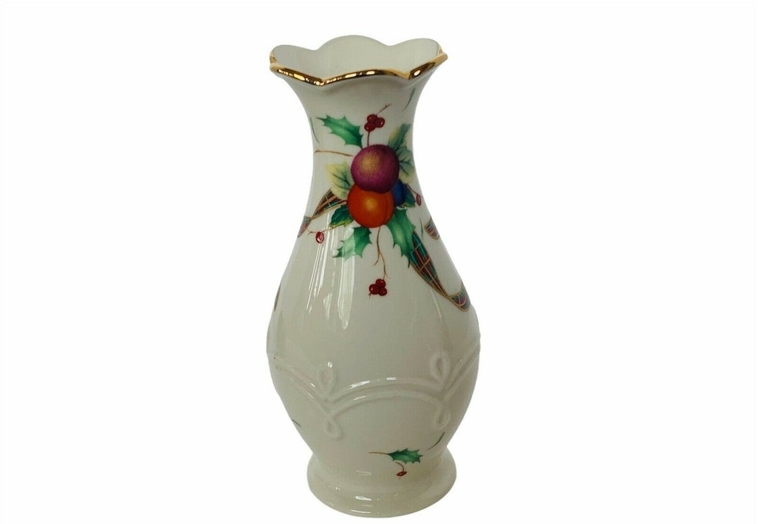 Lenox Vase Figurine Dimension Collection Holiday Tartan Miniature ...