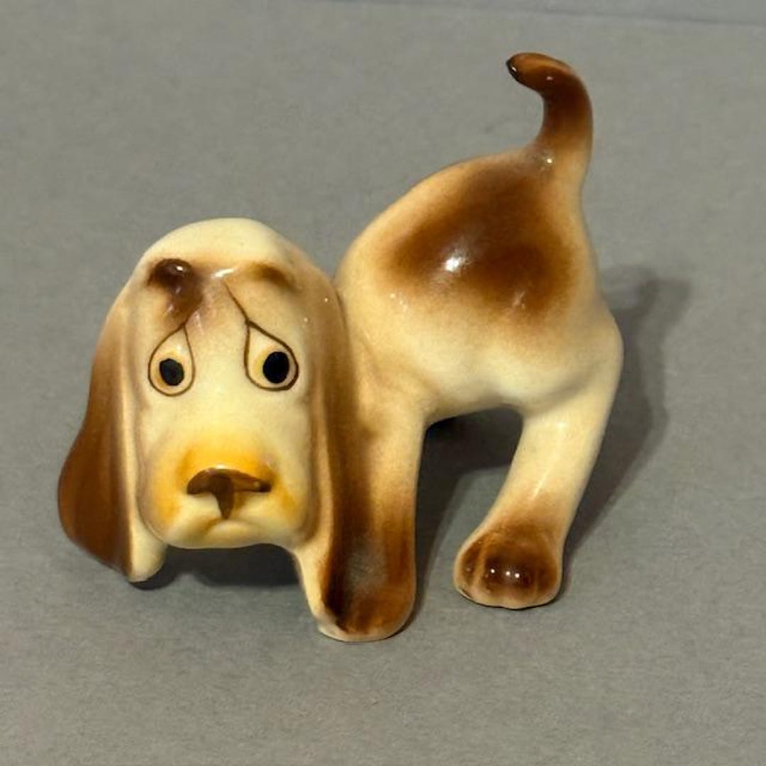 Vintage Basset Hound Figurine Fine Bone China Puppy Dog Anthropomorphic ...