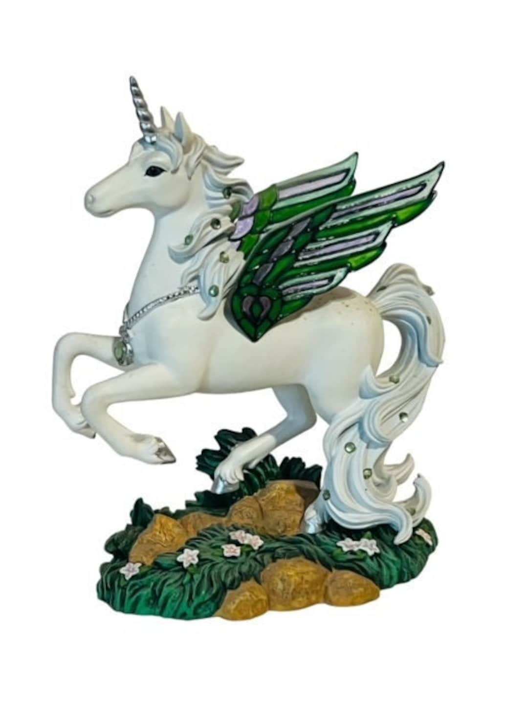 Unicorn Figurine Pegasus Hamilton Collection Jeweled Reflection Peridot ...