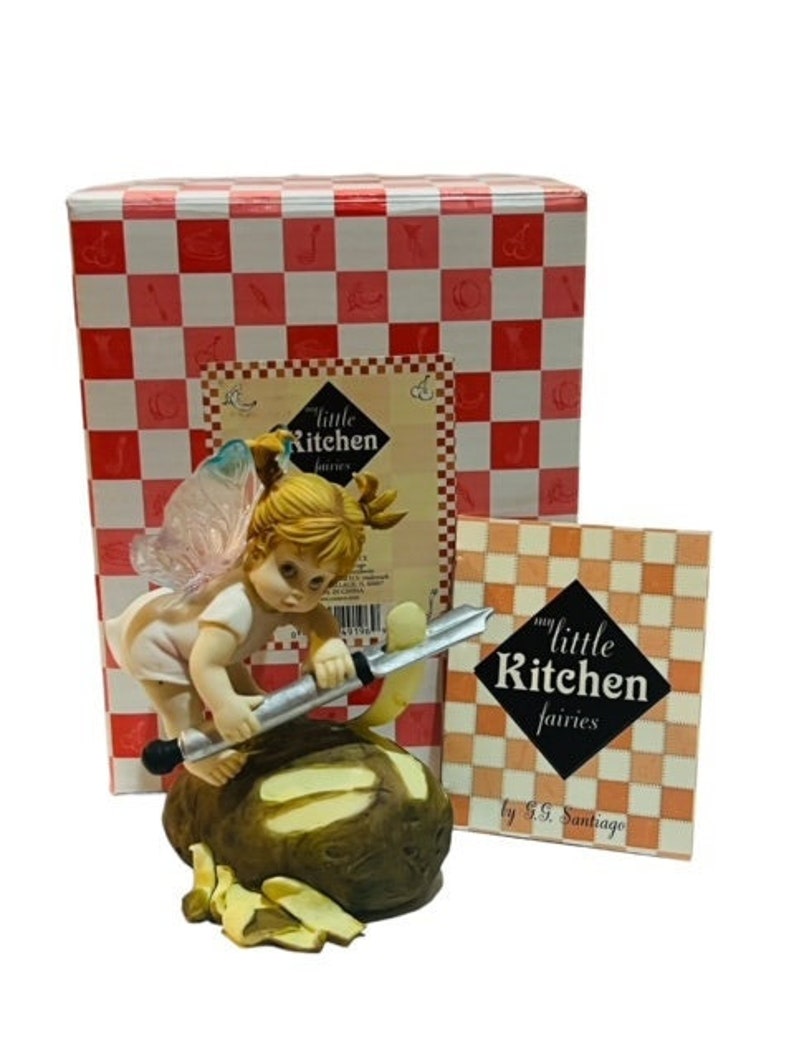 My Little Kitchen Fairies Figurine Fairy Enesco NIB Box Peeling Potato ...