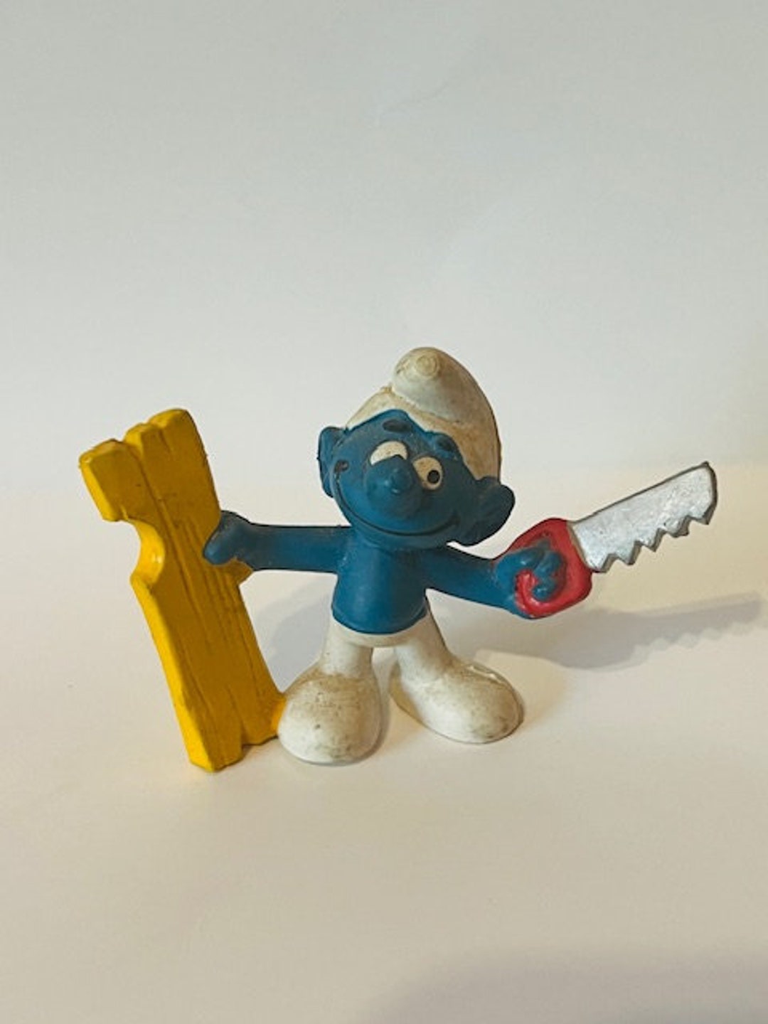 Smurfs Vtg Toy Figure Peyo Schleich W Germany Smurf Handy Saw Board ...