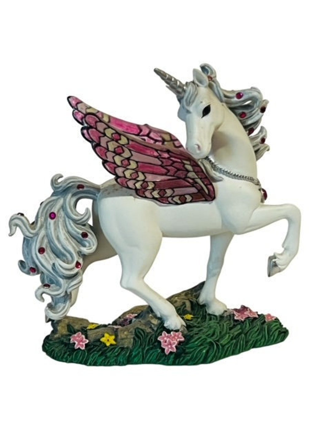 Unicorn Figurine Pegasus Hamilton Collection Jeweled Reflection Peridot ...