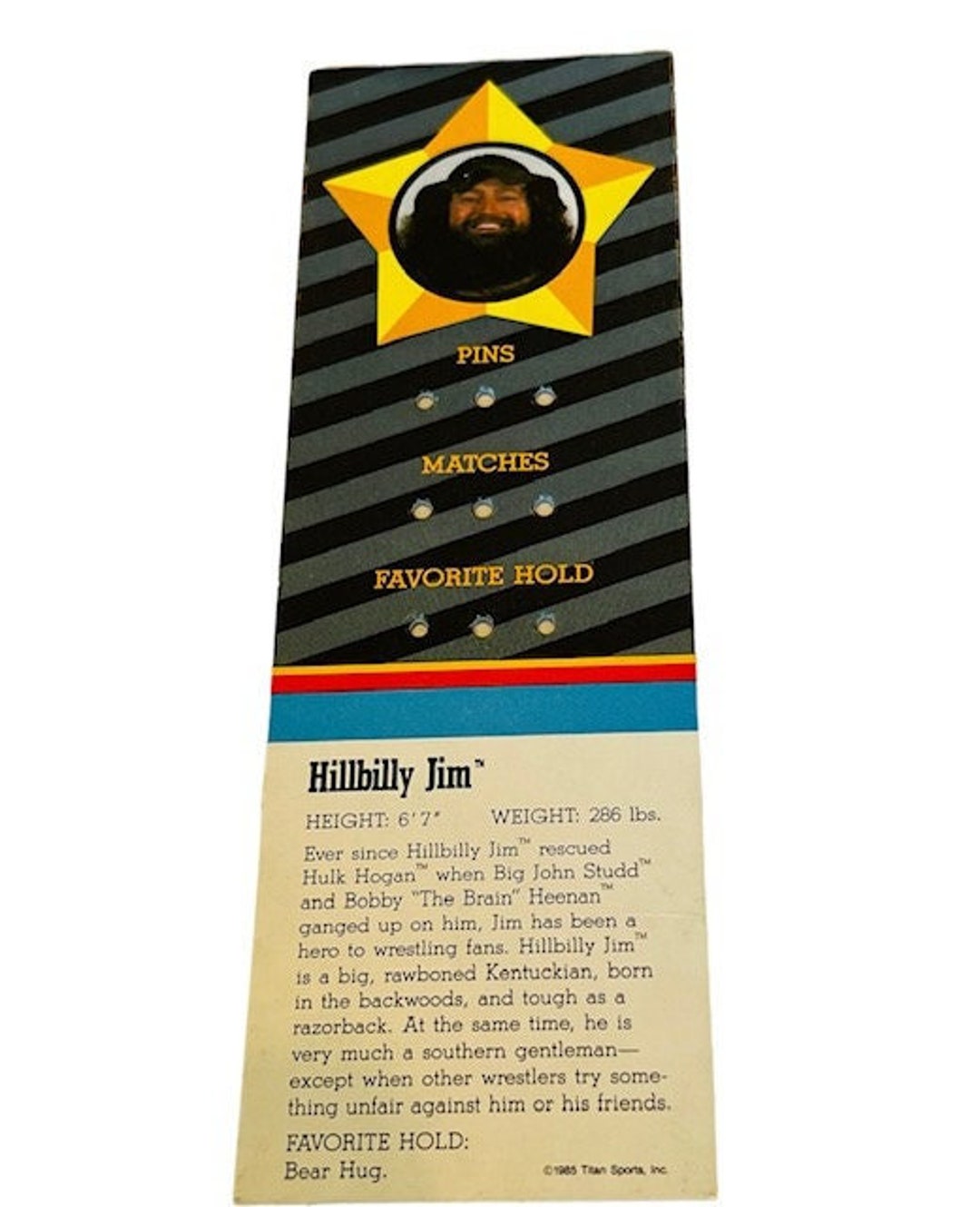 Hillbilly Jim Country Boy Profile Card WWF Wrestling Superstars Board ...