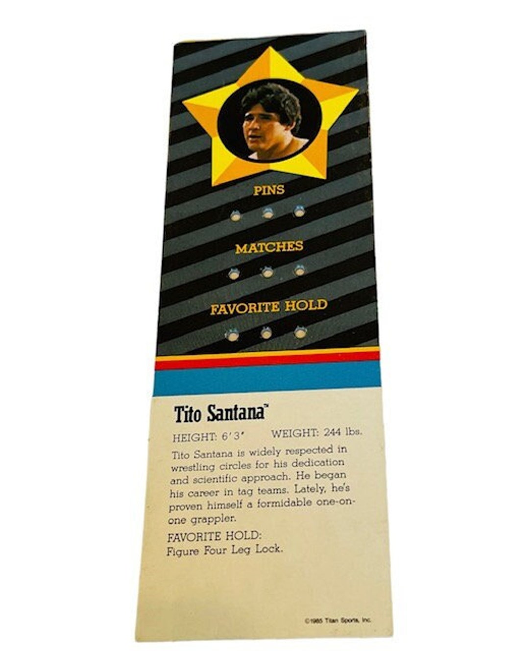 Tito Santana El Matador Profile Card WWF Wrestling Superstars Board ...