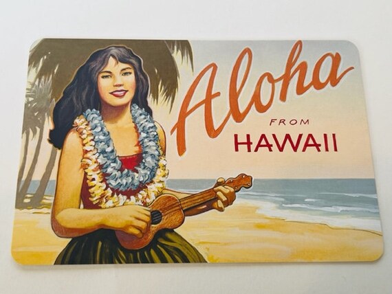 Hawaii Postcard Tiki Bar Surf Ephemera Post Card Island Art | Etsy