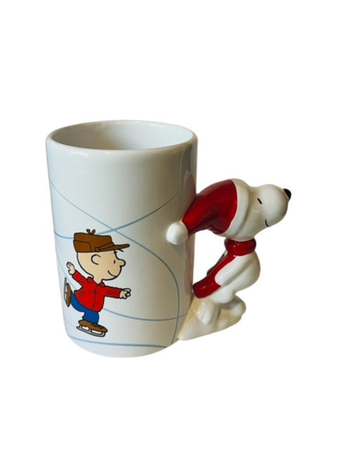 Snoopy Peanuts Gang Christmas 50 Years Mug Cup Red Baron Flying Ace Ice ...