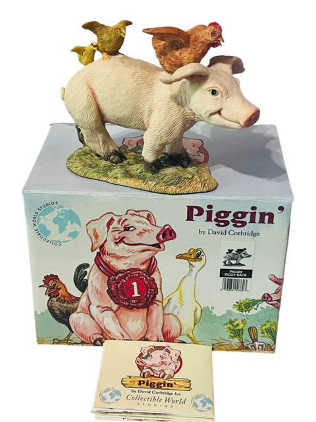 Pig Figurine Anthropomorphic Corbridge Piglet Flambro Piggin BOX Piggy ...