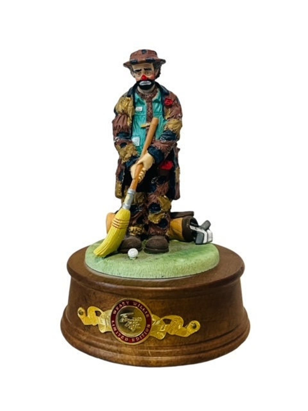 Circus Clown Figurine Carnival Music Box Flambro Emmett Kelly Caddy ...