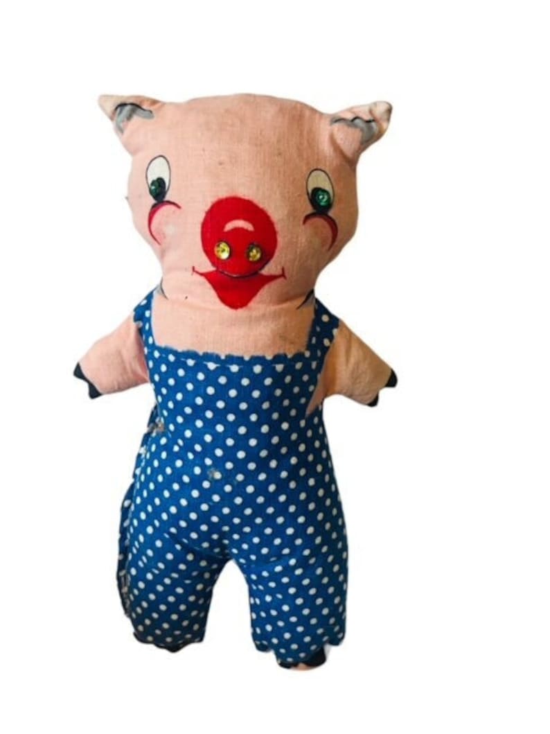 Antique Plush Stuffed Animal Vtg 1950 Nursery Rhyme Three Little Pigs ...